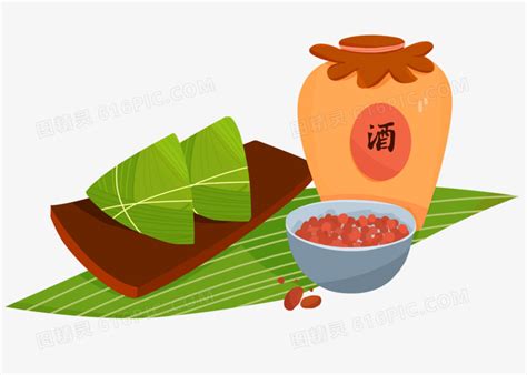 端午节传统节日卡通手绘雄黄酒粽子红豆图片免费下载 PNG素材 编号z7riwxrne 图精灵
