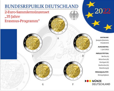 Euro Sammlerm Nzenset Stempelglanz Jahre Erasmus Programm