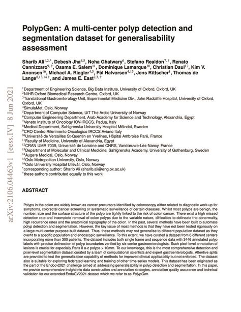 polypgen a multi center polyp detection and segmentation dataset for generalisability