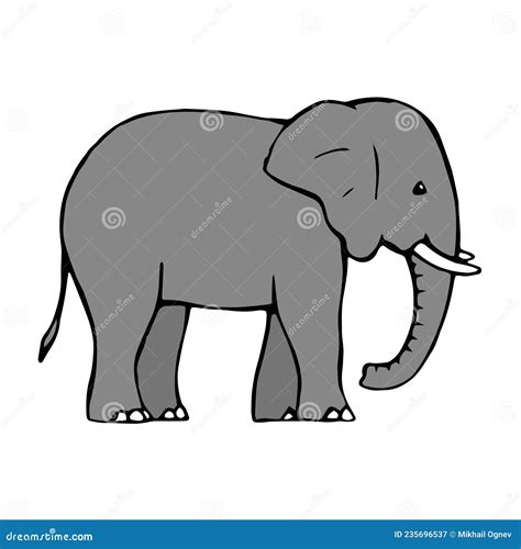 Dibujo De Un Elefante Bebé Sobre Un Fondo Blanco Imagen de archivo