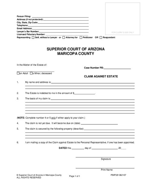 Fillable Online Superiorcourt Maricopa Instructions How To File A