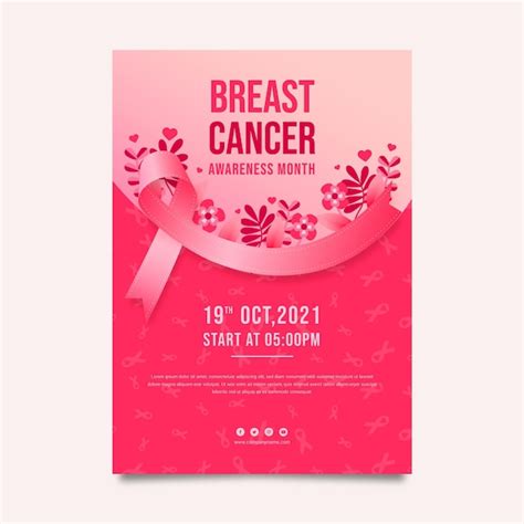 Plantilla de póster vertical del mes de concientización sobre el cáncer