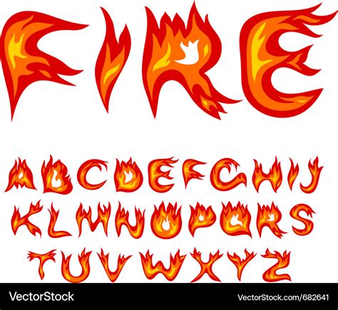 Flame Alphabet Royalty Free Vector Image Vectorstock