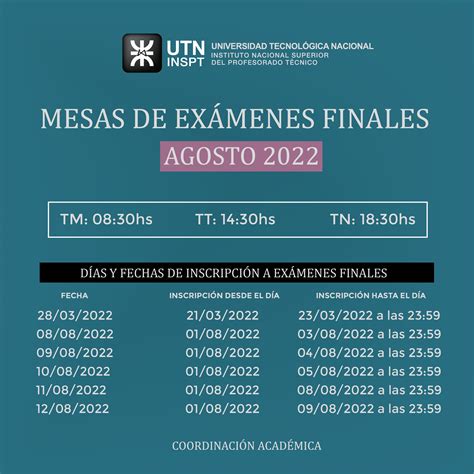 Inscripción a Exámenes Finales Agosto 2022 Instituto Nacional