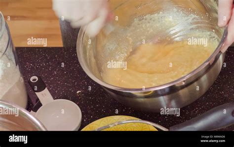 Step By Step Woman Baking Homemade Banana Bread Stock Photo Alamy