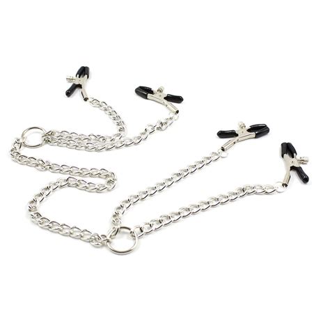 Metal Nipple Clit Labia Clamps Leash Nipple Bondage Women Slave Sex