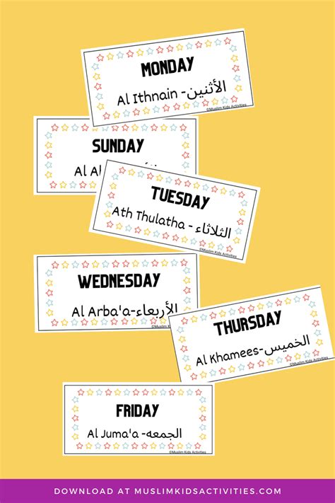 Days Of The Week In Arabic Flashcards
