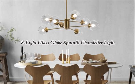 KCO Lighting Modern Sputnik Chandelier 8 Light Clear Glass Globe