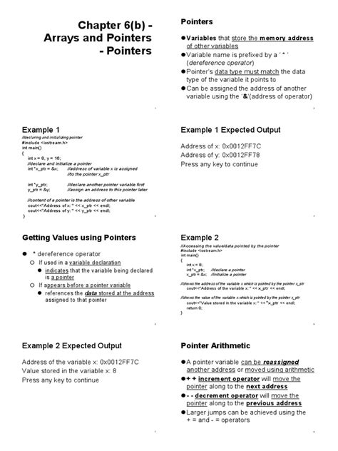chapter 6 b arrays and pointer part 2 pointers pdf pointer computer programming