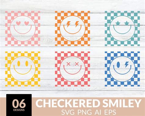 Funny Smiley Smiley Face Checkered Pattern Happy Face Cricut Design