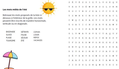 Jeux De L T Pour Les Enfants En Vacances Mots Crois S Et M L S