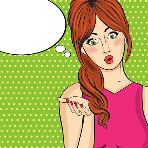 Mujer Del Arte Pop Vector Premium