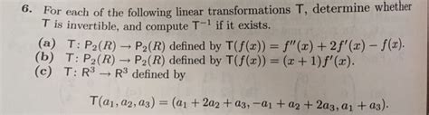 solved 6 for each of the following linear transformations