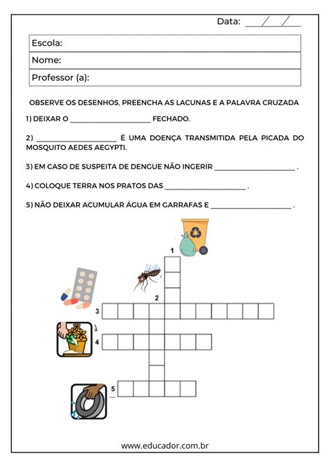 Lista De Atividades Sobre A Dengue Educador