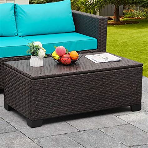 Add A Stylish Brown Wicker Outdoor Coffee Table To Your Patio