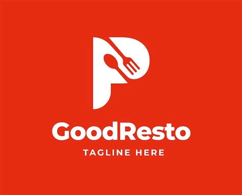 Logotipo Inicial De La Letra P Con Icono De Tenedor Y Cuchara Para El