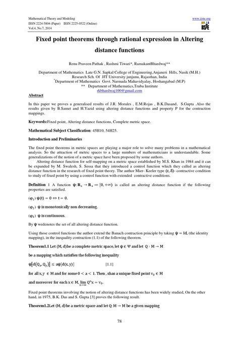 fixed point theorems through rational expression in altering distance functions by alexander