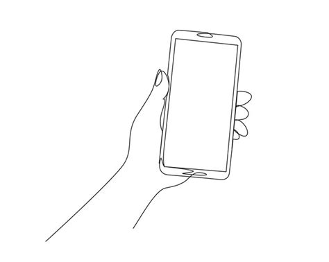 Premium Vector Continuous One Line Drawing Of Hand Holding Cellphone