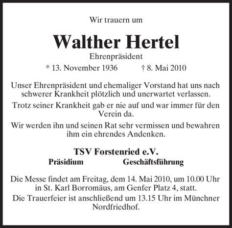 Traueranzeigen Von Walther Hertel Trauer Merkur De