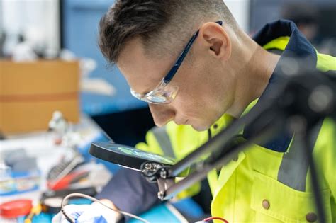 Premium Photo Male Electrical Engineer Using Digital Multimeter