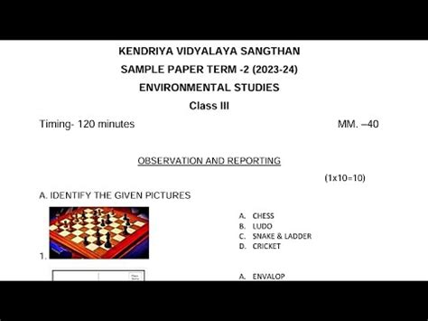 Class Evs Annual Exam Sample Question Paper Kv Cbse For