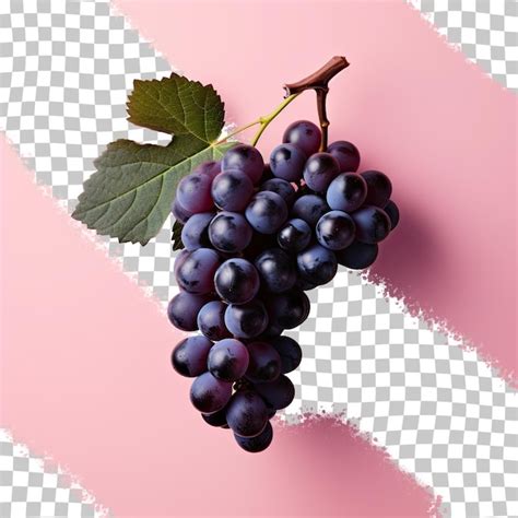 Um Cacho De Uvas Uma Folha Verde Sobre Um Fundo Rosa Psd Premium