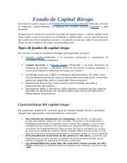 Fondo de Capital Riesgo Tipos Características y Proceso de Course Hero