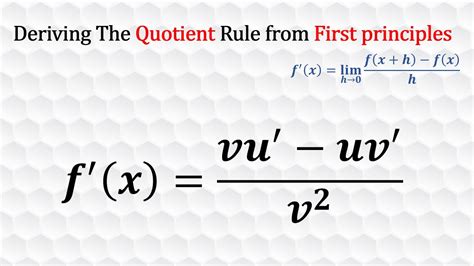 deriving the quotient rule from first principles youtube