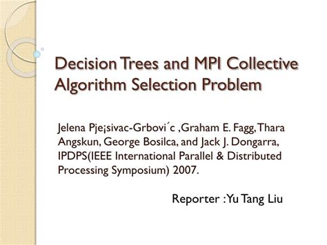 ppt decision trees and mpi collective algorithm selection problem powerpoint presentation id