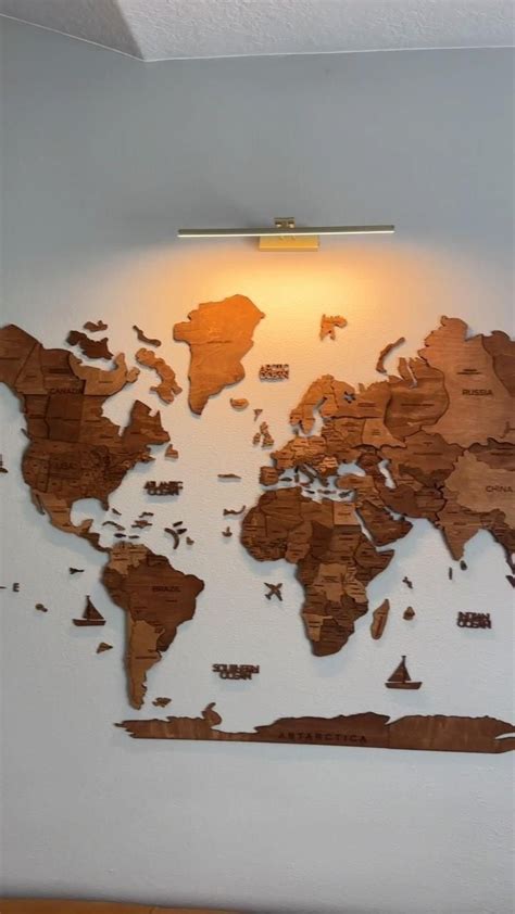 Wood World Maps LED Wall Art Wall Decor Design Ideas Gift