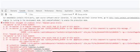 Error In Console Template Parse Errors