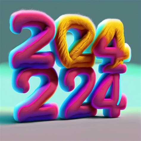 Números dourados 2024 em perspectiva figuras volumétricas ano novo