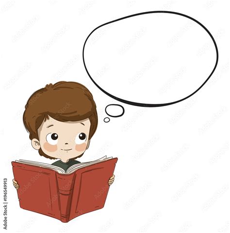 Niño imaginando mientras lee Stock Vector Adobe Stock