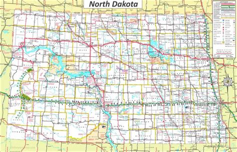 Large Detailed Tourist Map Of North Dakota With Cities And Towns