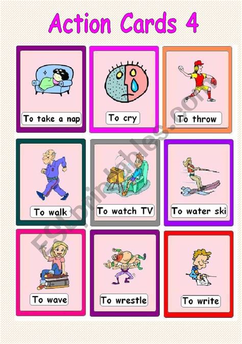 Action Word Cards Printable