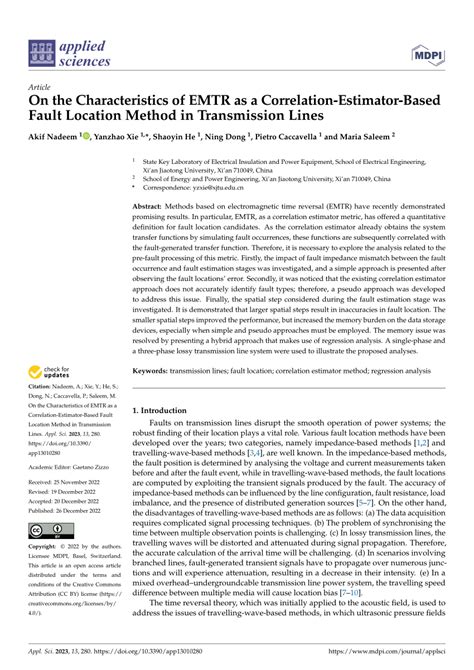 pdf on the characteristics of emtr as a correlation estimator based fault location method in