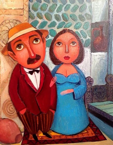 Solve Mikheil Mikaberidze Artwork Happy Couple Jigsaw Puzzle Online