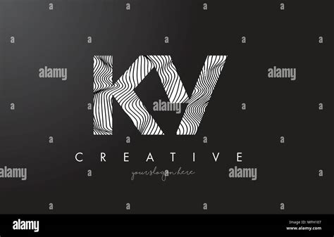 KY K Y Letter Logo With Zebra Lines Texture Design Vector Illustration