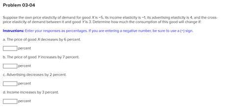 solved suppose the own price elasticity of demand for good x
