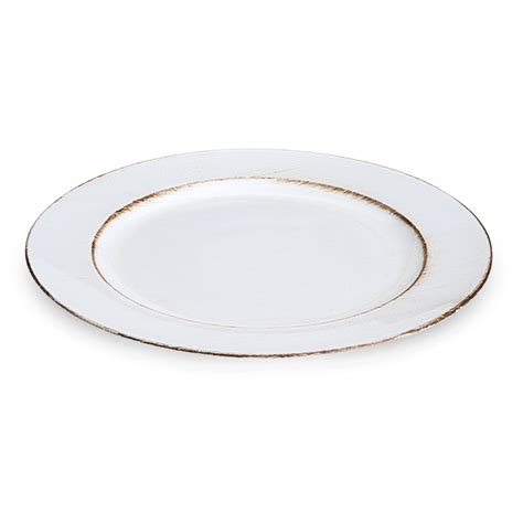 Conjunto 02 Sousplat Platinado Opala Branco 33cm Ambienzzi