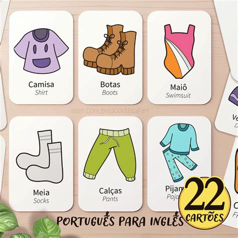 Cart Es Educativos De Roupas Em Ingl S E Portugu S Elo