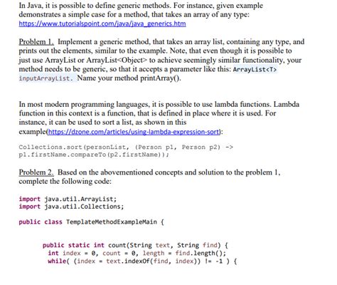Solved In Java It Is Possible To Define Generic Methods Chegg