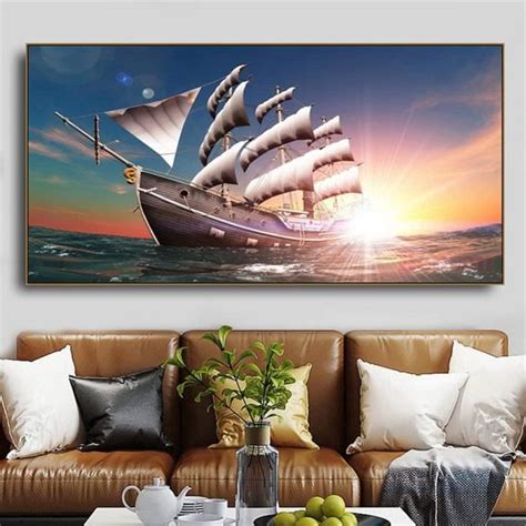Diamond Painting Voilier Coucher De Soleil Paysage Broderie Diamant Kit