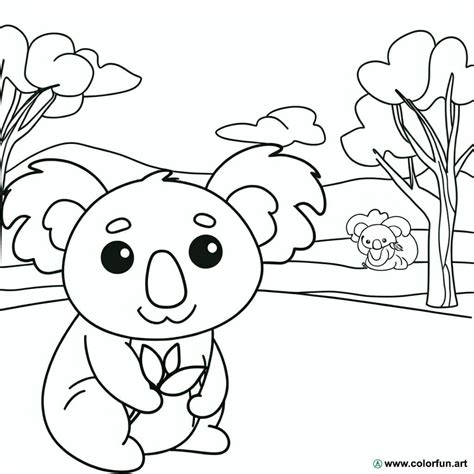 Coloriage d un koala mignon à Télécharger ou à Imprimer gratuitement