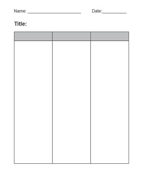 Free Printable 3 Column Chart Kaeranzantay Free Word Template