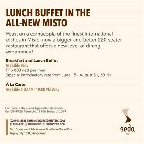 Menu At Misto At Seda BGC Restaurant Taguig