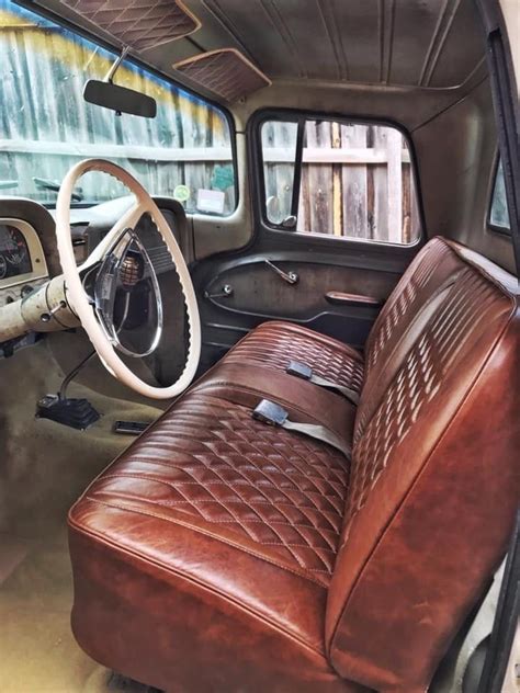 Vintage Truck Interior With Leather Seats