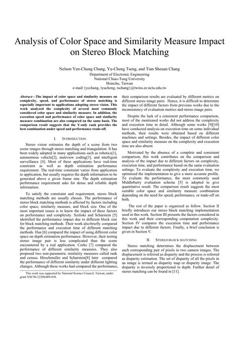 pdf analysis of color space and similarity measure impact on stereo block matching