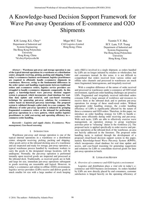 pdf a knowledge based decision support framework for wave put away operations of e commerce