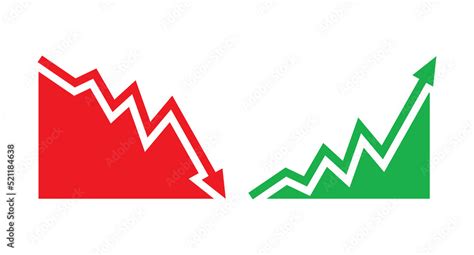 Graph Going Up And Down Sign With Green And Red Arrows Vector Flat